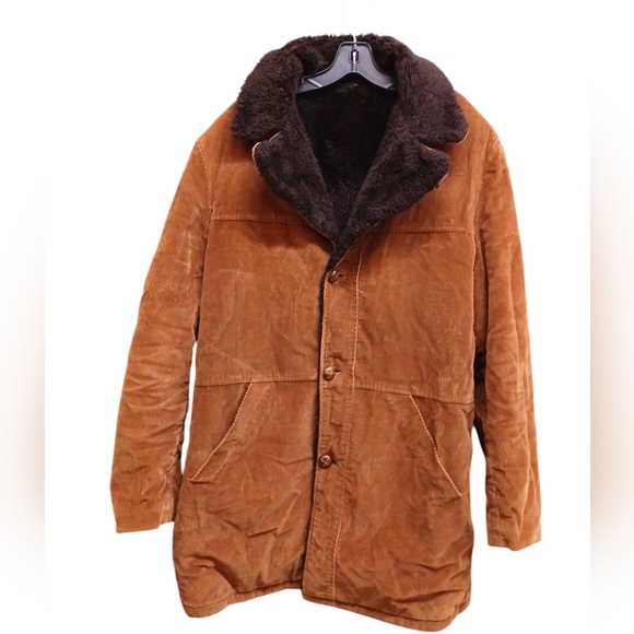 Sears | Jackets & Coats | Sears Vintage 7s Corduroy Coat With Faux Fur ...